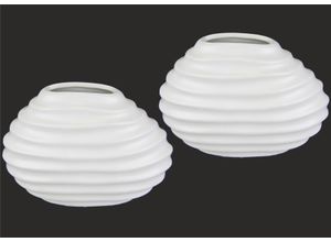 4019844795542 - Dekovase IGEA Keramik-Vase Vasen Gr B H 16 cm x 12 cm beige (creme) Weitere Weihnachtsdeko 2er Set Kleine Vase Weiß Modern Keramik Tisch Küche Büro Pampasgras