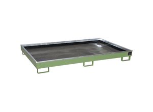 4061753234445 - eurokraft pro Regal-Bodenwanne mit PE-Einsatz 240 l Auffangvolumen LxBxH 2165 x 1315 x 230 mm grün ab 3 Stk