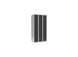 7042423059015 - Z-Spind Fydor 3 Abteile lichtgrau   grau B 900 mm 3 Abteile flache Dachform Zylinderschloss kaiserkraft