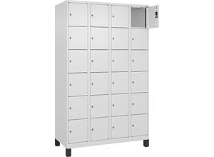 4068192018834 - 6er-Schließfachschrank Evolo PLUS 4 Abteile weiß B 1200 mm 24 Fächer mit breiten Füßen Zylinderschloss kaiserkraft