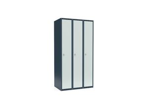 7042424604573 - Spind Fydor 3 Abteile blaugrau   lichtgrau B 900 mm 3 Abteile flache Dachform Vorhängeschloss kaiserkraft