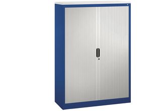 4059096870116 - Rollladenschrank mit Horizontal-Jalousie HxBxT 1660 x 1200 x 420 mm 3 Fachböden 4 Ordnerhöhen enzianblau   lichtgrau C+P