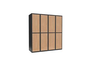 7042424846188 - Doppelstock-Spind Fydor 4 Abteile grau   Eiche B 1200 mm 4 Abteile flache Dachform Zylinderschloss kaiserkraft