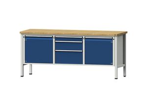 4014641005481 - Werkbank Gestellbauweise Serie V 2 Türen 540 mm 3 Schubladen Höhe 890 mm Buche massiv ANKE
