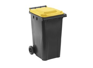 4061753288332 - Mülltonne DIN EN 840 Volumen 240 l BxHxT 580 x 1100 x 740 mm anthrazit Deckel gelb kaiserkraft