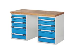 4061753037619 - eurokraft pro Werkbank Baukastensystem Serie 7000 8 Schubladen BxT 1500 x 700 mm