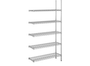 4061753092113 - Stahldraht-Gitterregal verchromt Fachlast 250 kg BxT 910 x 360 mm Anbauregal Höhe 1880 mm 5 Fachböden kaiserkraft