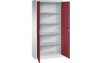 4069361420267 - Werkstatt-Flügeltürschrank HxBxT 1950 x 930 x 400 mm lichtgrau   rubinrot C+P