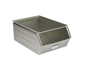 8697837505673 - Sichtlagerkasten aus Stahlblech LxBxH 700 x 450 x 300 mm mit Tragstab verzinkt ab 10 Stk kaiserkraft