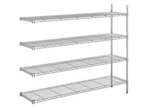 4061753091963 - Stahldraht-Gitterregal verchromt Fachlast 100 kg BxT 1520 x 460 mm Anbauregal Höhe 1370 mm 4 Fachböden kaiserkraft