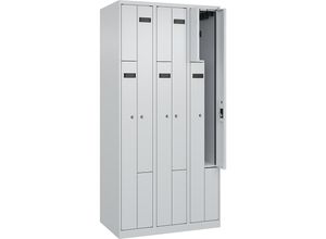 4068192831310 - Z-Spind Evolo PLUS 3 Abteile lichtgrau B 900 mm 6 Fächer mit Bodengleitern Zylinderschloss kaiserkraft