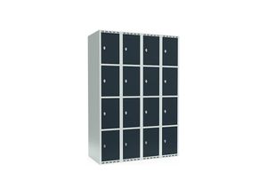 7042423060226 - 4er-Schließfachschrank Fydor 4 Abteile lichtgrau   grau B 1200 mm 4 Abteile flache Dachform Vorhängeschloss kaiserkraft