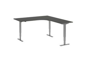 4061753259639 - Schreibtisch Atlanta elektrisch höhenverstellbar L-Form BxT 1800 x 2000 mm dunkelgrau silber rechts kaiserkraft