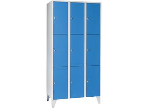 4250618206080 - 3er-Schließfachschrank München 3 Abteile Breite 900 mm lichtblau Wolf