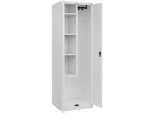 4067521417799 - Putzmittelspind Classic PLUS 1 Abteil Trennwand mittig verkürzt verkehrsweiß B 600 mm mit Bodengleitern Zylinderschloss C+P