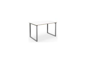 4061753268341 - Mehrzwecktisch DUO-O Trend gerade Platte abgerundete Ecken Tiefe 800 mm Breite 1200 mm weiß   silber kaiserkraft