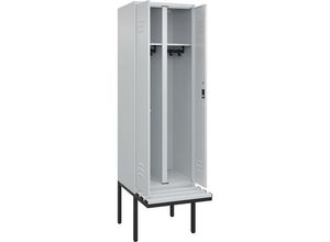 4066681788732 - Schwarz-Weiß-Spind Classic PLUS Sitzbank 1 Abteil lichtgrau B 600 mm Zylinderschloss auskragend Kunststoff C+P