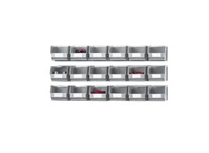 4053133005769 - Einhängeschienen-Set mit Sichtlagerkästen 3 Schienen 18 Kästen grau kaiserkraft