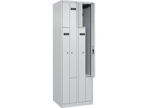 4068192831297 - Z-Spind Evolo PLUS 2 Abteile lichtgrau B 600 mm 4 Fächer mit Bodengleitern Zylinderschloss kaiserkraft