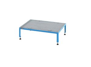 4054666008654 - eurokraft pro Arbeitsplattform Höhenverstellbereich 255 - 320 mm mit Gitterrostplatte Plattform LxB 910 x 610 mm lichtblau