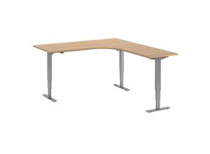 4061753259608 - Schreibtisch Atlanta elektrisch höhenverstellbar L-Form BxT 1800 x 2000 mm Buche silber rechts kaiserkraft