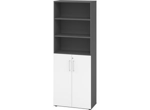 4032062184653 - Kombischrank Breno 6OH Schrank- und Regalelement abschließbar B 800 x T 420 x H 2156 mm Spanplatte graphit weiß