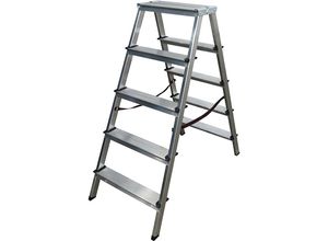 8028406109310 - eurokraft basic Stufenstehleiter beidseitig beidseitig begehbar 2 x 5 Stufen