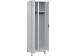 4066681615090 - Schwarz-Weiß-Spind Classic PLUS 1 Abteil lichtgrau HxB 1950 x 600 mm mit Füßen Zylinderschloss C+P