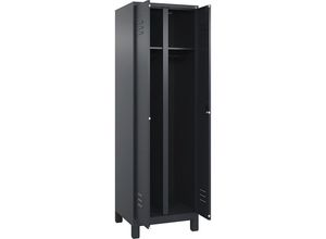 4066681615120 - Schwarz-Weiß-Spind Classic PLUS 1 Abteil grau HxB 1950 x 600 mm mit Füßen Zylinderschloss C+P