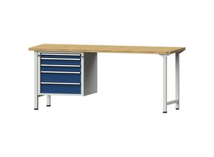 4014641033835 - Werkbank Gestellbauweise Serie V 5 Schubladen Buchemassivplatte Breite 2000 mm ANKE