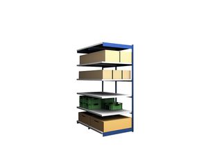 4250623731751 - Stabil-Steckregal doppelseitig Regalhöhe 2500 mm blau verzinkt Bodenbreite 1025 mm Anbauregal Breite x Tiefe 1025 x 800 mm hofe