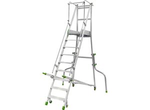 8028406108306 - Mobile Alu-Podesttreppe klappbar mit gerieften Aluminiumstufen 9 Stufen inkl Plattform kaiserkraft
