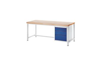 4040376982391 - Werkbank Gestellbauweise 3 Schubladen Größe L je 1 x 120 180 240 mm hoch Tiefe 900 mm Breite 2000 mm RAU