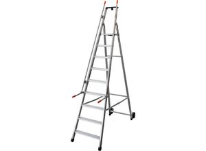 8028406109563 - Mobile Lager- und Regalleiter mit 2 Handläufen und Rollen 9 Stufen inkl Plattform kaiserkraft