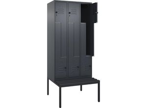 4067521119792 - Z-Spind Classic PLUS Sitzbank 3 Abteile grau B 900 mm Sicherheits-Drehriegel untergebaut Kunststoff C+P