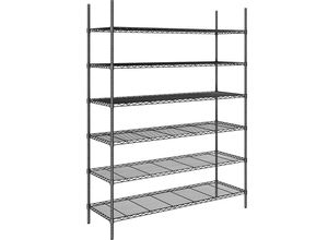 4061753091543 - Stahldraht-Gitterregal schwarz Fachlast 100 kg BxT 1520 x 610 mm Grundregal Höhe 2180 mm 6 Fachböden kaiserkraft