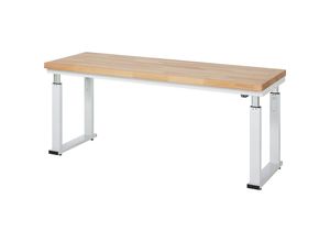 4040376212481 - Arbeitstisch elektrisch höhenverstellbar - Tragkraft 600 kg Höhe 740 - 1140 mm Buchenplatte massiv BxT 2000 x 700 mm RAU