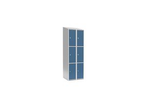 7042424830873 - 3er-Schließfachschrank Fydor 2 Abteile lichtgrau   brillantblau B 600 mm 2 Abteile schräge Dachform Vorhängeschloss kaiserkraft