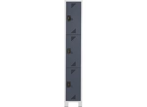 4061753011237 - eurokraft pro Schließfachschrank Fachhöhe 558 mm HxBxT 1800 x 400 x 500 mm 3 Abteile Korpus lichtgrau Türen anthrazitgrau