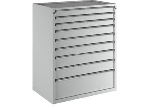4014641114572 - Schubladenschrank BxT 1060 x 675 mm Schubladentraglast 100 kg 9 Schubladen Höhe 1280 mm Front lichtgrau ANKE