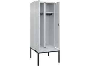 4066681794597 - Schwarz-Weiß-Spind Classic PLUS Sitzbank 1 Abteil lichtgrau B 800 mm Zylinderschloss untergebaut Kunststoff C+P