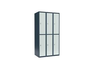 7042424834703 - Doppelstock-Spind Fydor 3 Abteile blaugrau   lichtgrau B 900 mm 3 Abteile flache Dachform Vorhängeschloss kaiserkraft