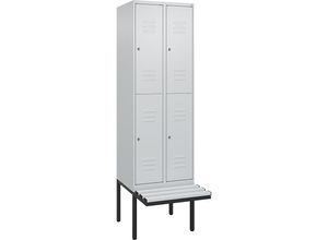 4066681797895 - Doppelstock-Spind Classic PLUS Sitzbank 2 Abteile lichtgrau B 600 mm Zylinderschloss auskragend Kunststoff C+P