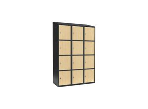 7042424832143 - 4er-Schließfachschrank Fydor 3 Abteile grau   Birke B 1200 mm 3 Abteile schräge Dachform Vorhängeschloss kaiserkraft