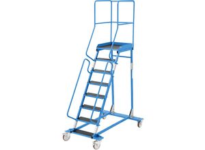 4054666010343 - eurokraft pro Mobile Podestleiter Siebdruck-Stufeneinlage 8 Stufen