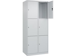 4068192004189 - 3er-Schließfachschrank Evolo PLUS 2 Abteile lichtgrau B 800 mm 6 Fächer mit Bodengleitern Zylinderschloss kaiserkraft