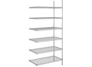 4061753092090 - Stahldraht-Gitterregal verchromt Fachlast 150 kg BxT 910 x 610 mm Anbauregal Höhe 2180 mm 6 Fachböden kaiserkraft