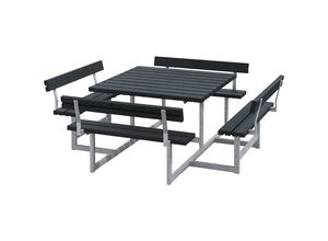 5703393738615 - Gruppensitzbank für 8 Personen LxT 2240 x 2240 mm mit 4 Rückenlehnen schwarz kaiserkraft