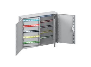 5901468302062 - EUROKRAFTbasic Schlüsselschrank 2-türig komplett mit Schlüsselanhängern 300 Haken HxBxT 550 x 730 x 140 mm