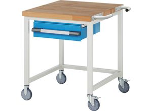 4061753265371 - eurokraft pro Fahrbare Werkbank Serie 8000 Gestellbauweise 1 Hängeschublade BxT 750 x 900 mm